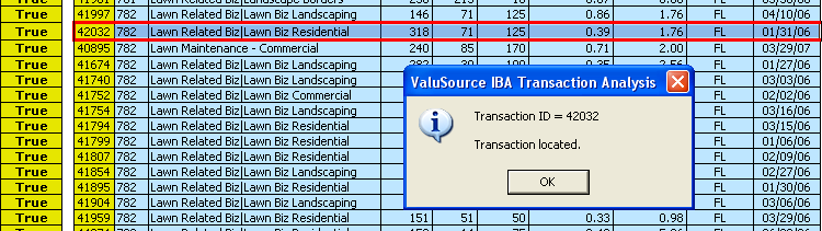 ValuSource IBA Market Data - Transaction Analysis Workbook